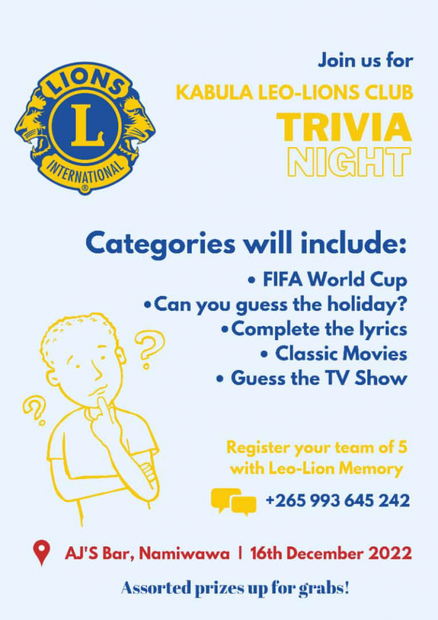 Kabula leo lions club trivia night - MalawiEvents.com